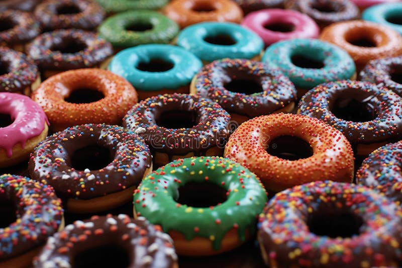 Colorful Sweet Donuts. Generative AI Stock Illustration - Illustration ...
