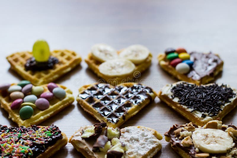 Colorful sweet waffles stock image. Image of baked, food - 115386031