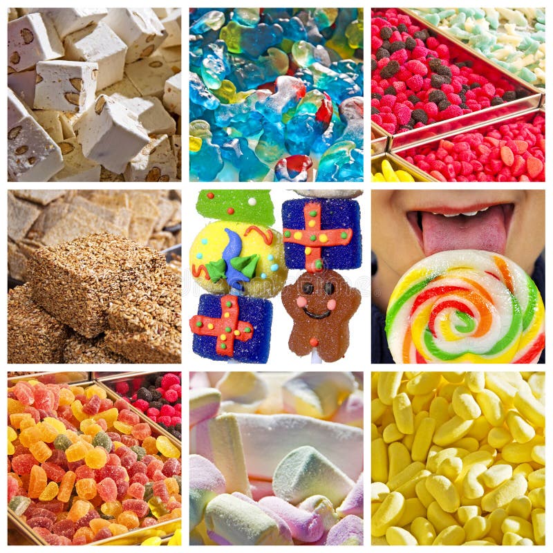 Colorful sweets collage stock photo. Image of confectionery - 55404924