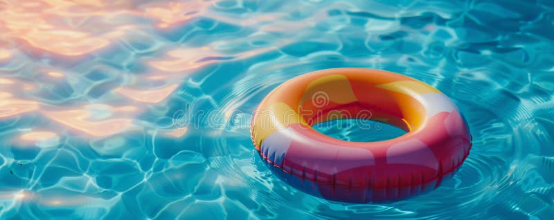 Colorful Swim Ring in a Swimming Pool Stock Image - Image of cool ...