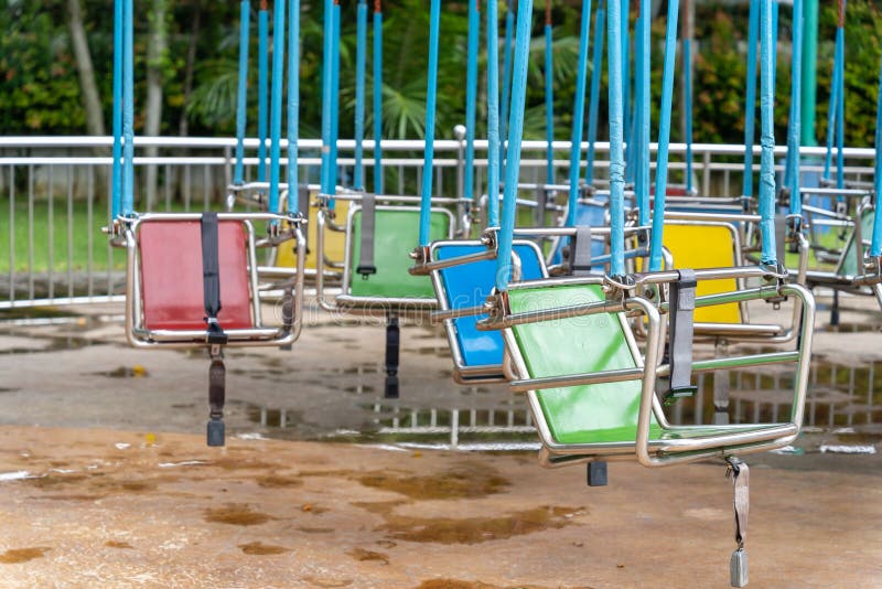 Colorful Swing Ride at the Amusement Park Stock Photo - Image of ...
