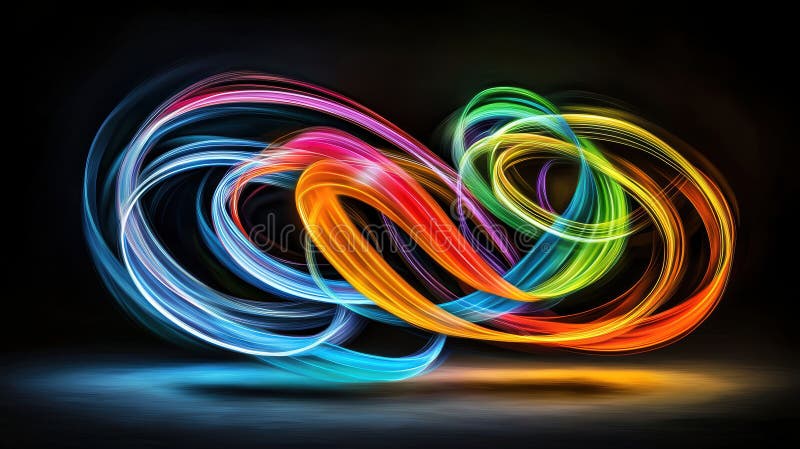Colorful Swirl of Light Trails Creating Dynamic Motion in Dark ...