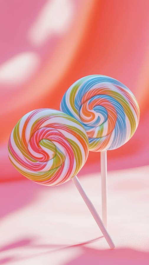 Colorful Swirl Lollipops on a Pink Background Stock Photo - Image of ...