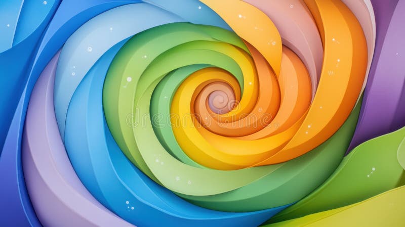 A Colorful Swirl of Paper with a Rainbow Background, AI Stock Image ...