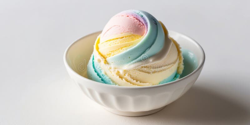 Colorful Swirled Ice Cream in a White Bowl. Stock Photo - Image of ...