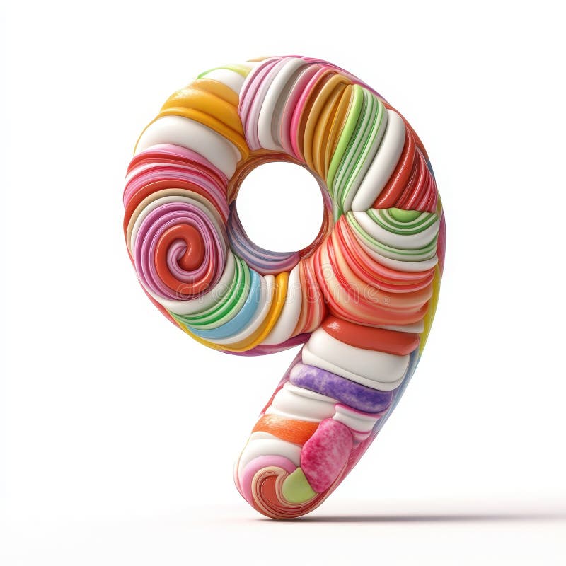 A Colorful, Swirled Number Nine Made of Candy-like Material Stock ...
