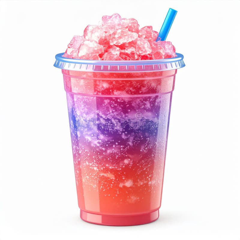 Colorful Swirled Slushy in Plastic Cup with Straw Stock Illustration ...