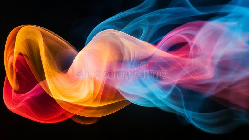 Colorful Swirling Abstract Smoke Pattern on Black Background. Artistic ...