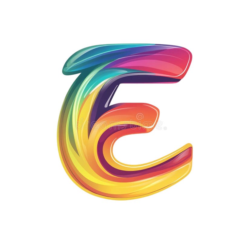 Colorful Swirling Letter E Design Abstract Art Graphic Stock ...