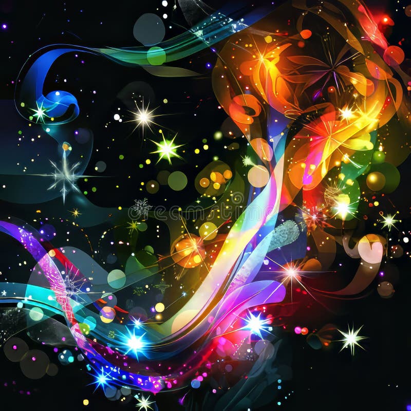 A Colorful, Swirling Pattern of Stars and Lights Stock Illustration ...