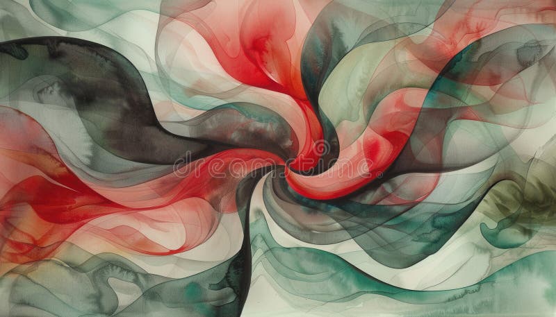 Abstract Swirl of Red, Black, and Green Hues Creating a Dynamic Pattern ...