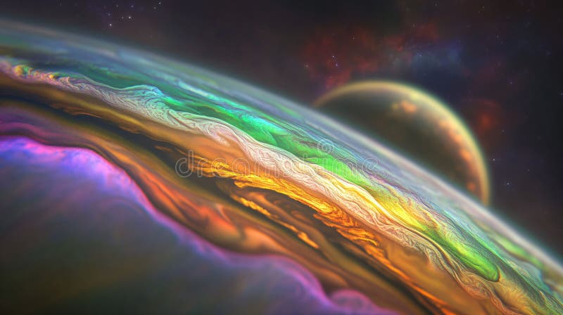 Colorful Swirling Planet with Celestial Body Stock Illustration ...
