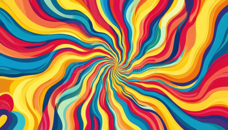 Colorful, Swirling Retro Psychedelic Optical Illusion with Vibrant Hues ...
