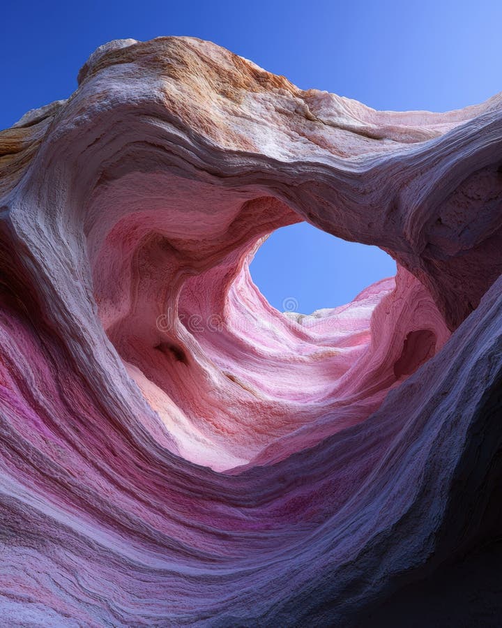 Colorful Swirling Rock Formation in Desert Landscape Stock Illustration ...