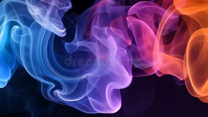 Colorful Swirling Smoke on Black Background, Abstract Art Concept Stock ...