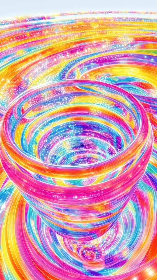 A Colorful Swirling Vortex with a Bowl at the Center, Creating a ...