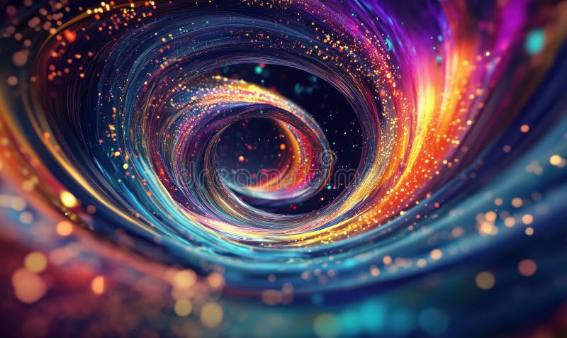 Swirling Vortex of Glowing Purple and Blue Lines with Sparkles. Digital ...
