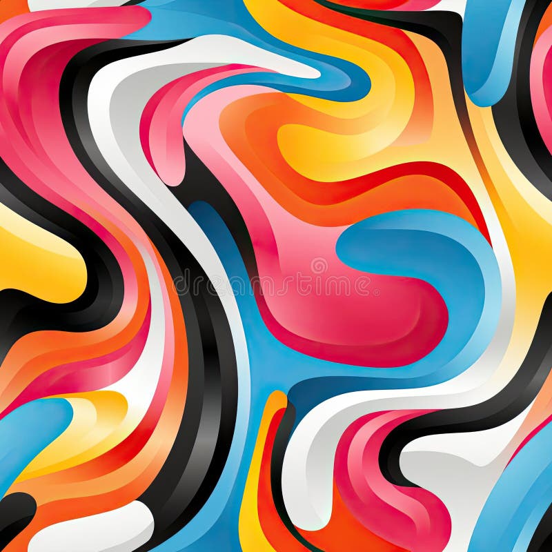 Colorful Swirls and Curves Create a Bold Abstract Pattern (tiled) Stock ...