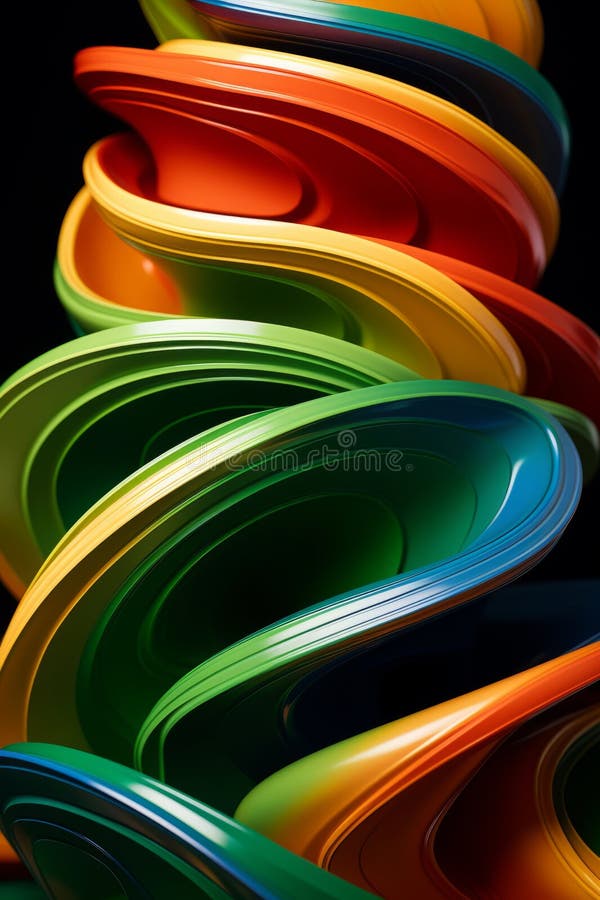 Colorful Swirls of Different Colors on a Black Background Stock ...
