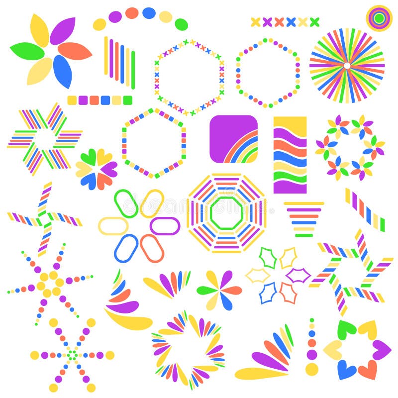 Colorful symbol collection stock illustration. Illustration of green ...