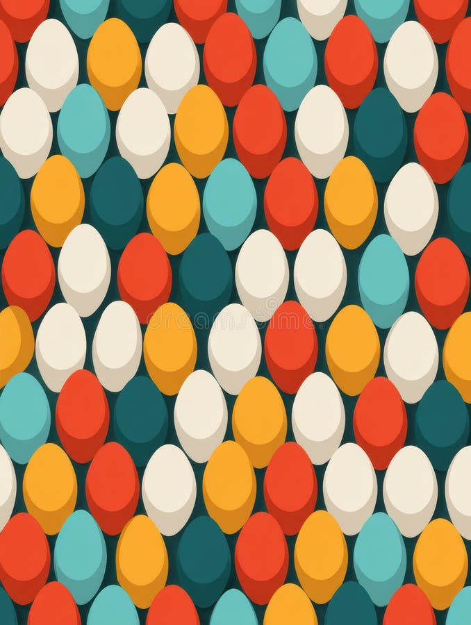 Colorful Symmetrical Flat Pattern Featuring Small Egg Icons on a ...