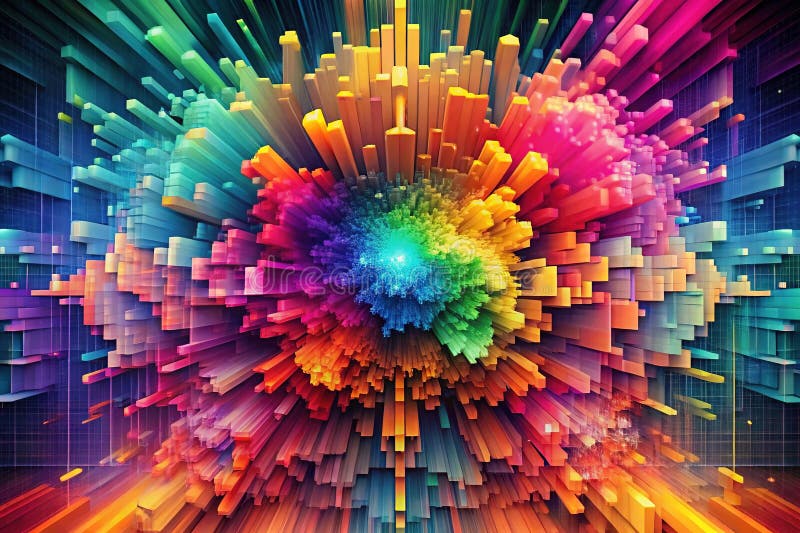 A Colorful Symphony of Data Dynamic Visualizations in Generative Art Stock Illustration ...