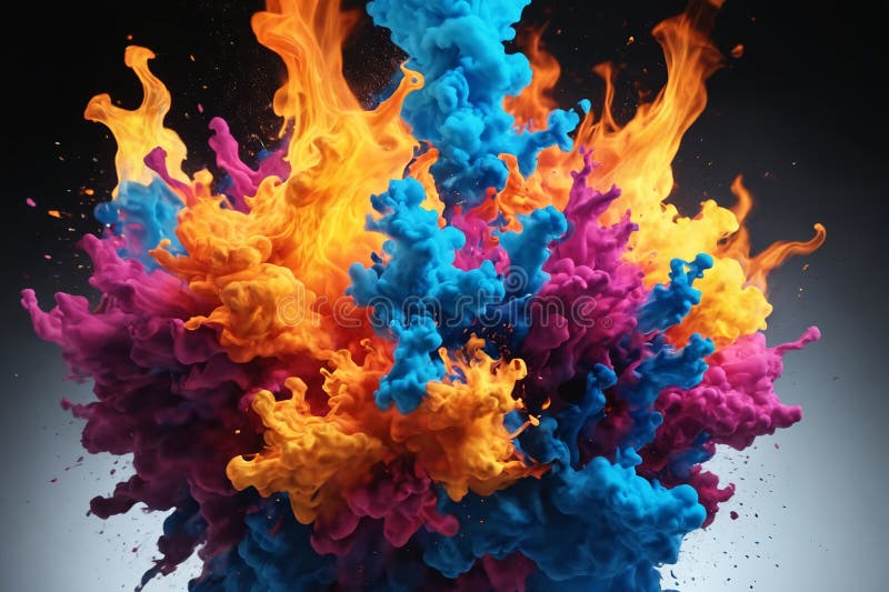 Colorful Symphony: Dynamic Ink Explosion Against Black Background Stock ...