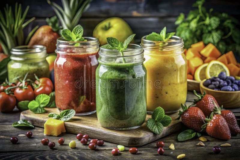 A Colorful Symphony of Healthy Smoothies Fresh Fruit and Vegetable ...