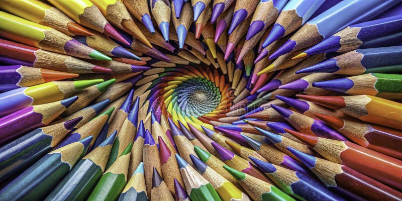 A Colorful Symphony of Pencils and Patterns a Vibrant Double Exposure ...
