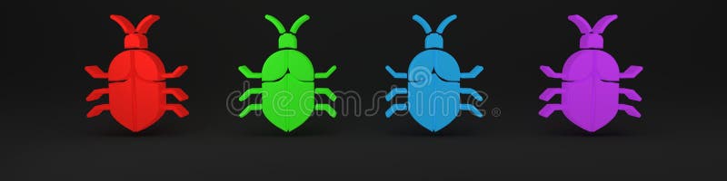 Colorful System Bug Concept Icon Isolated on Black Background. Code Bug ...
