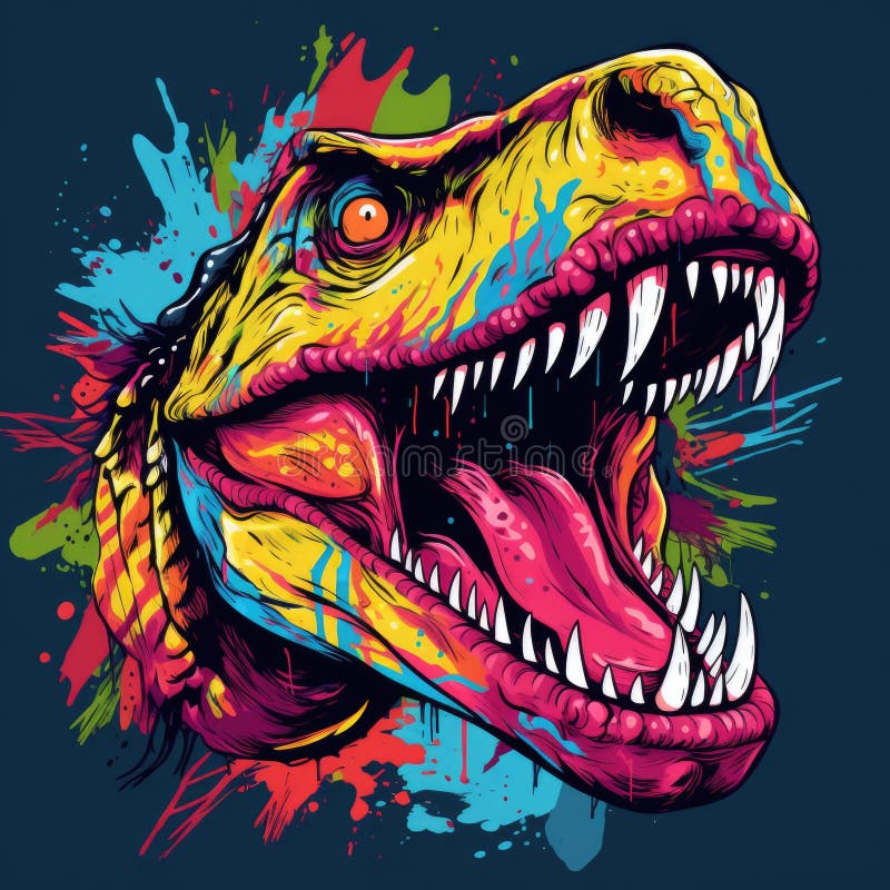 Colorful T-rex Dinosaur in Pop Art Style Stock Illustration ...