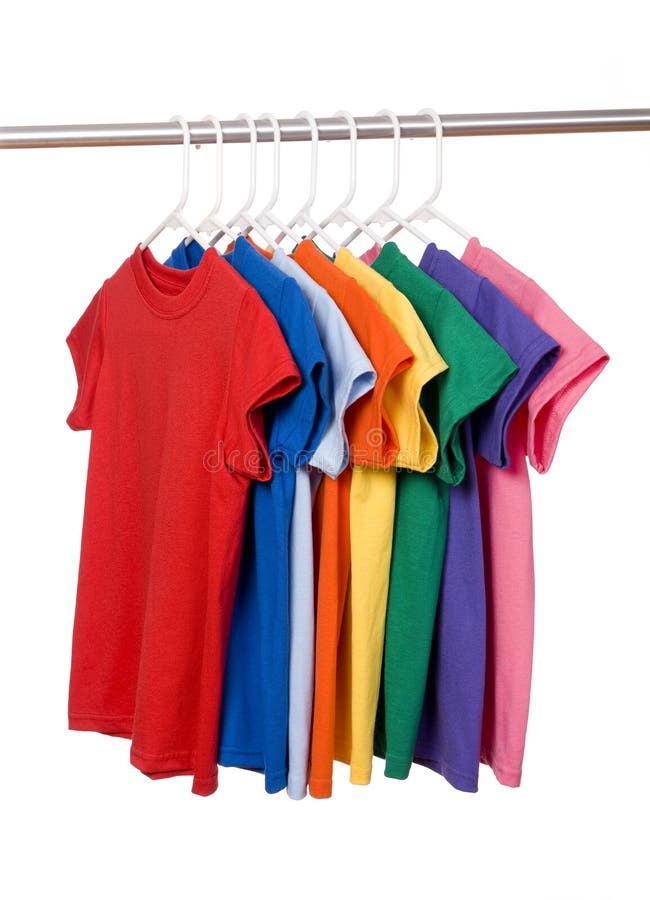 Colorful T-Shirts on White stock photo. Image of orange - 7072964
