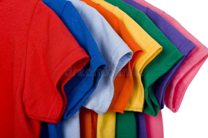 Colorful T-Shirts on White stock photo. Image of background - 6965170