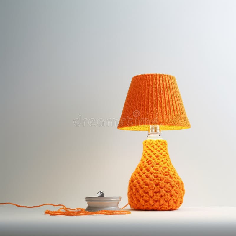 Bright Orange Knit Lamp a Stunning Still Life Photo Stock Illustration ...