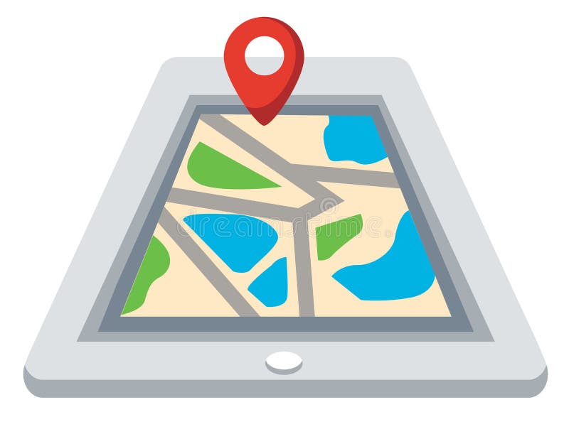 Colorful Tablet with Navigation Map Vector Stock Vector - Illustration ...