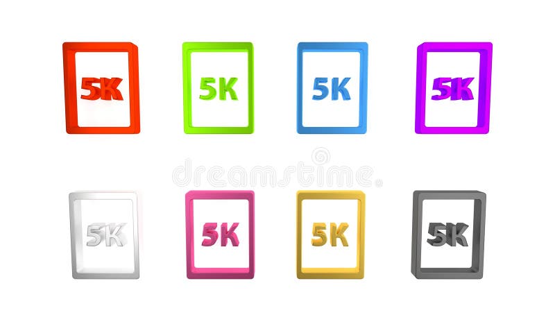 Colorful Tablet with Text 5k Icon Isolated on White Background ...