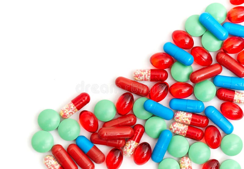 Colorful Tablets with Capsules Stock Image - Image of green, color ...