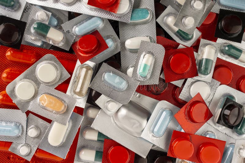 Colorful of Tablets and Capsules Pill in Blister Packaging Arranged ...