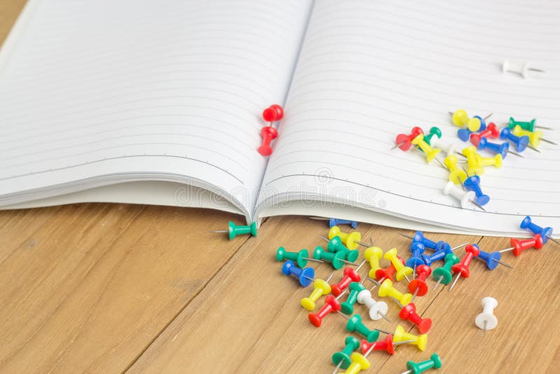 Colorful Tack Paper on Wooden Board Stock Image - Image of attach ...