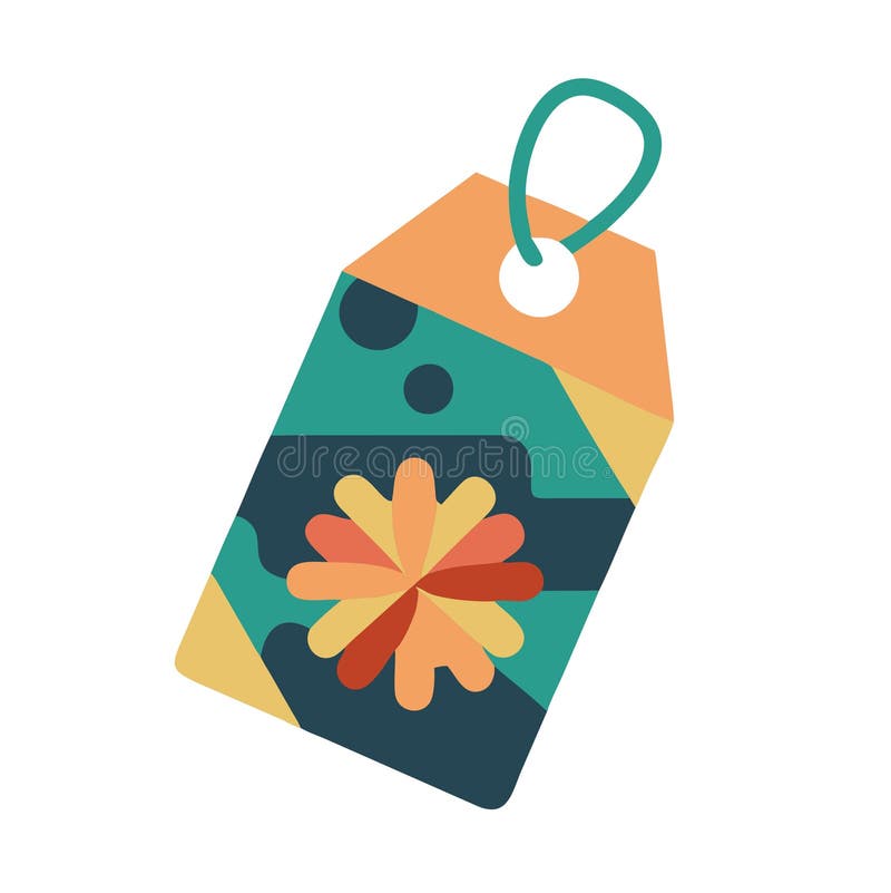 A Colorful Tag with a Flower on it Stock Image - Illustration of ...
