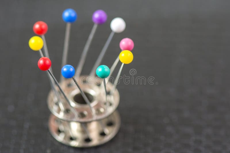 Colorful Tailor S Pins on Worktable Close Up Stock Photo - Image of ...