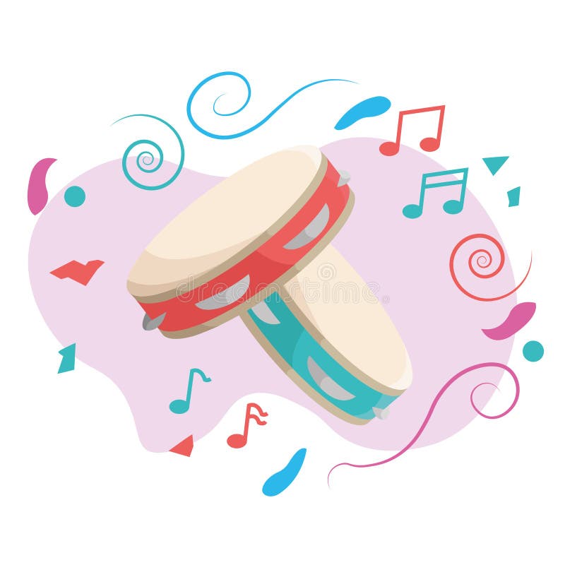 Colorful Tambourines with Notes. Vector Stock Vector - Illustration of ...