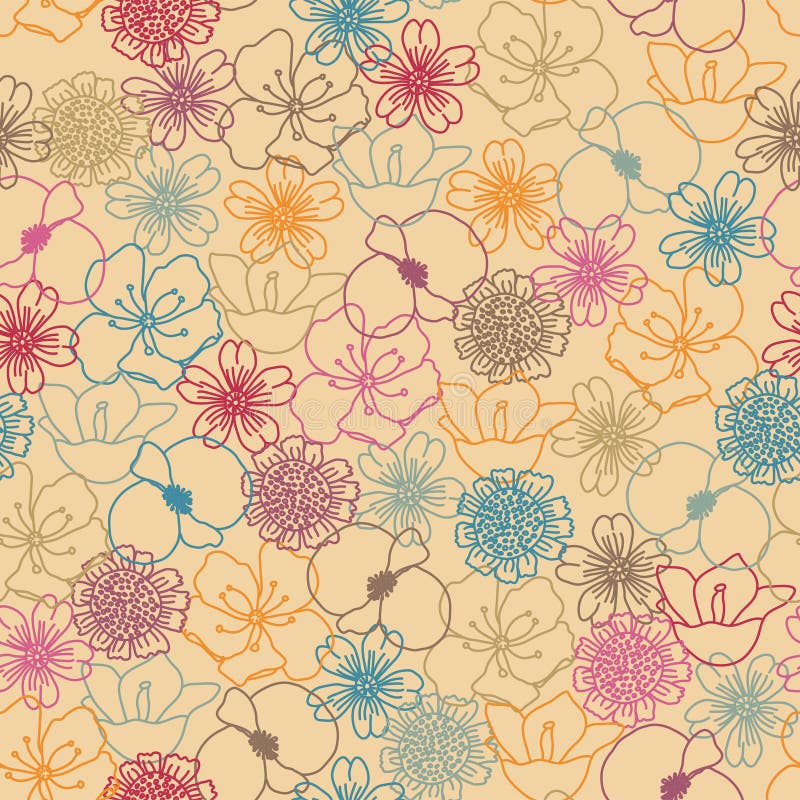 Colorful Tan Outline Floral Pattern Background Stock Vector ...