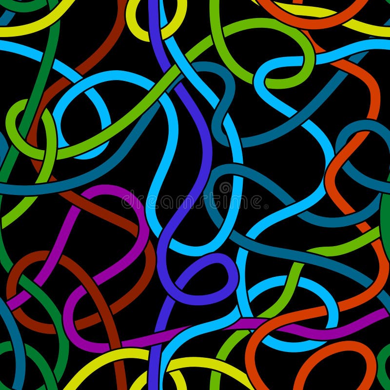Colorful Tangled Messy Wires on White Seamless Pattern, Vector Stock ...