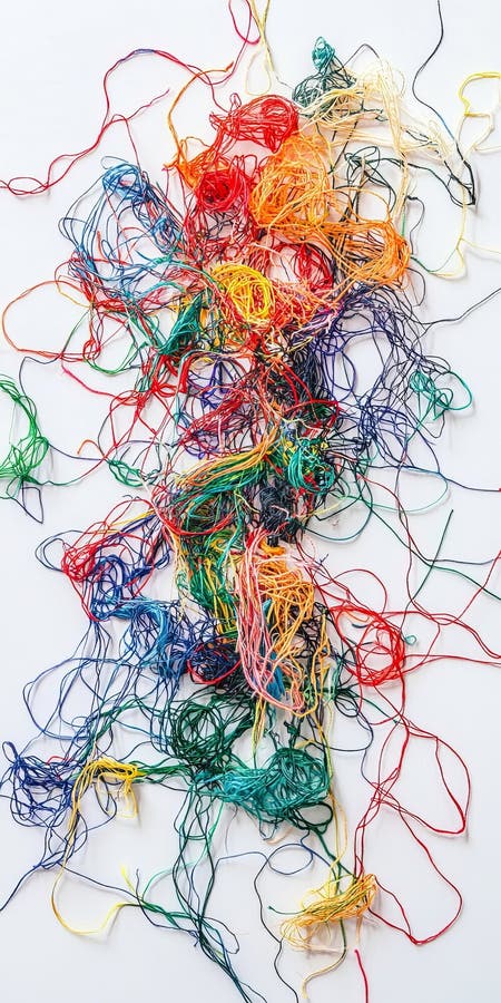 Colorful Tangled Threads on White Background Stock Illustration ...