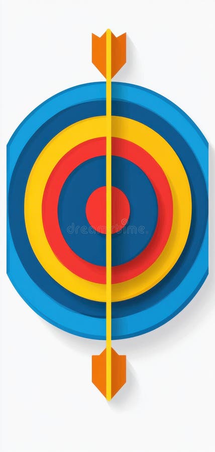 Colorful Target with Concentric Circles and Arrow, Representing Focus ...