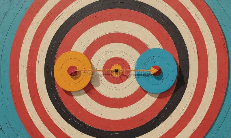 Colorful Target with Three Concentric Circles and Two Arrows Pointing ...