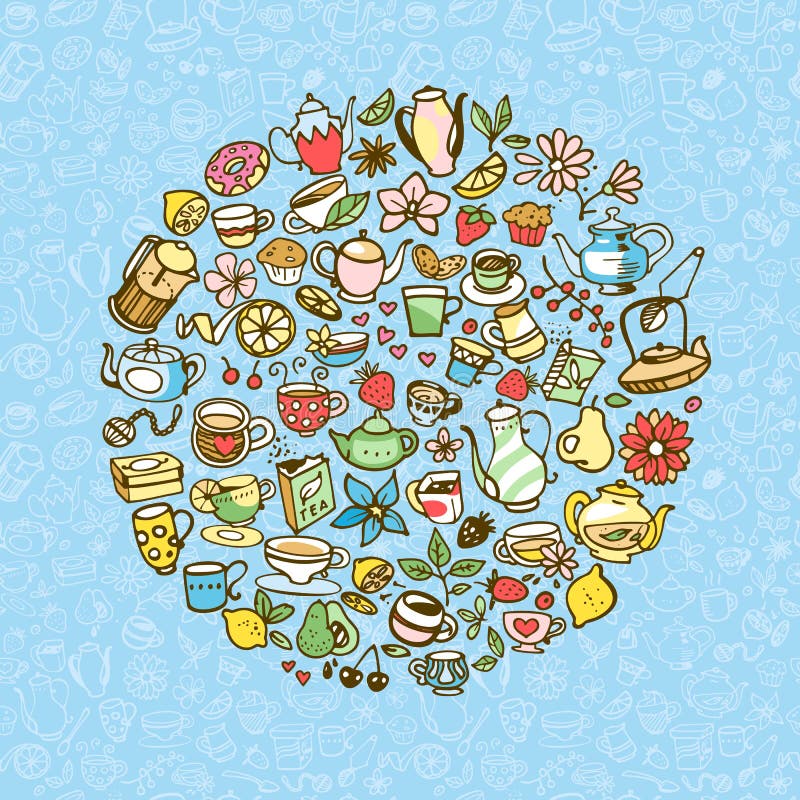 Colorful Tea Doodles Stock Illustrations – 380 Colorful Tea Doodles ...