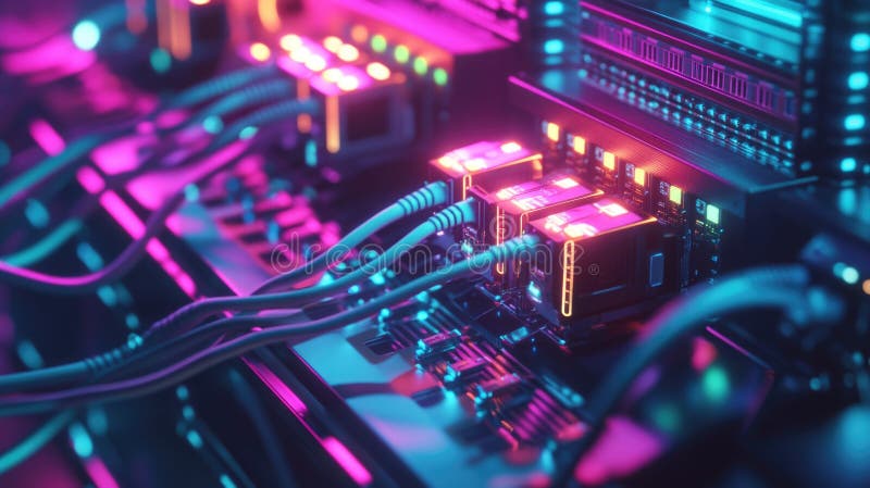 Colorful Tech: Computer Hardware Illuminated Stock Image - Image of ...
