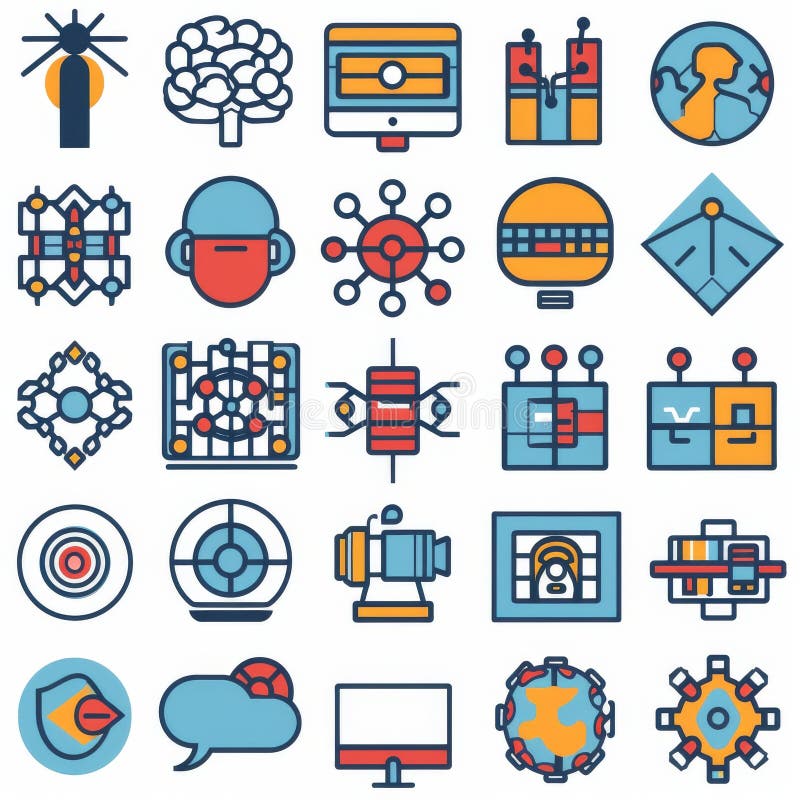 Colorful Tech and Innovation Icons Stock Illustration - Illustration of ...
